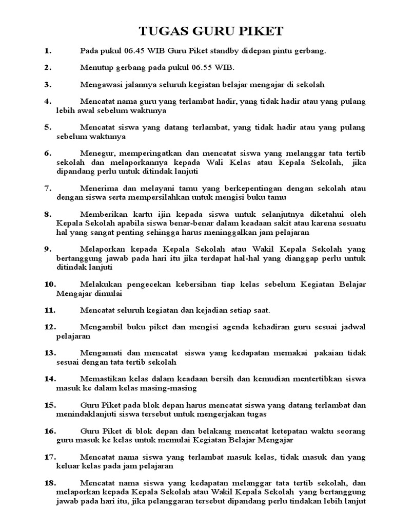 Tugas Guru Piket | PDF