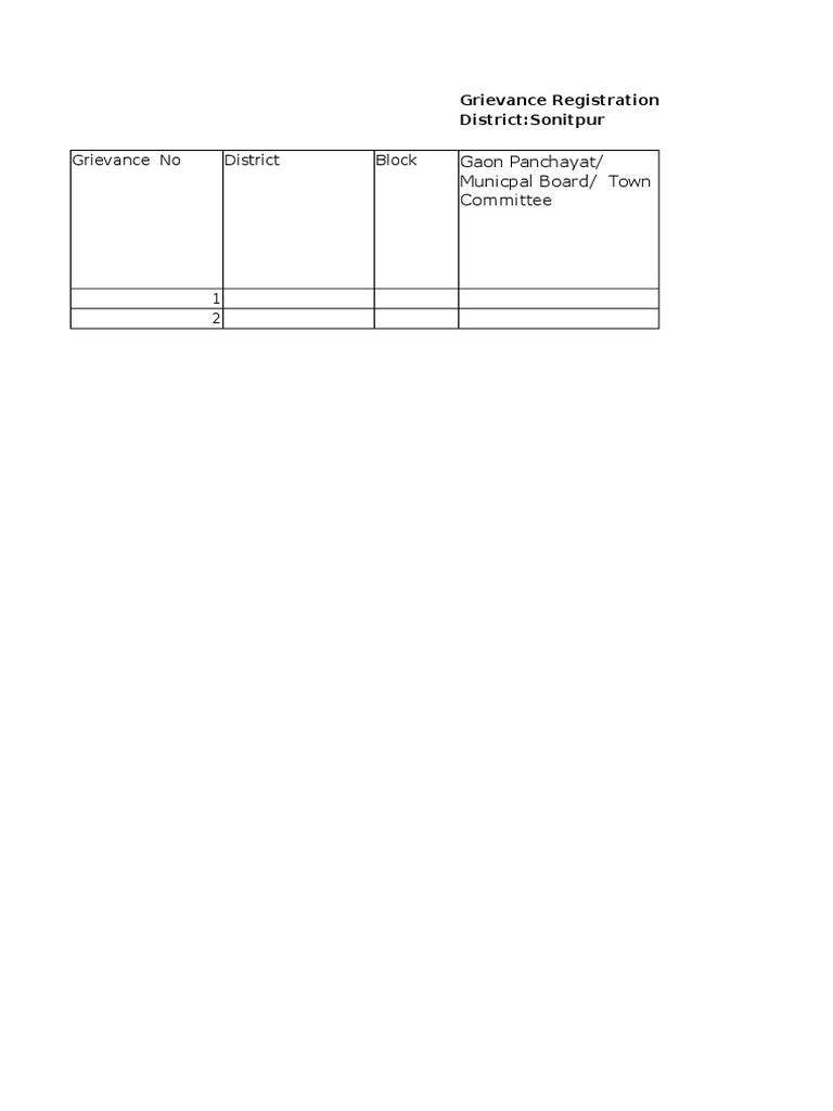 Grievance Registration Form | PDF | Politics | Law
