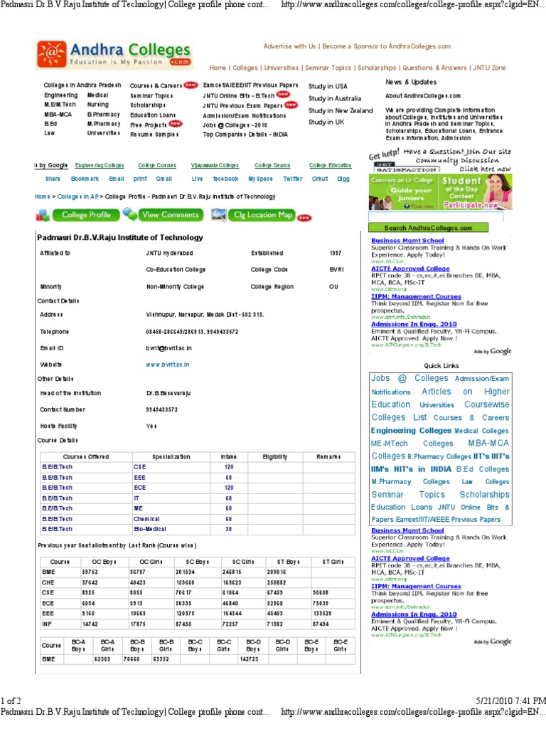 Padmasri Drbvraju Institute Of Technology Pdf Higher Education