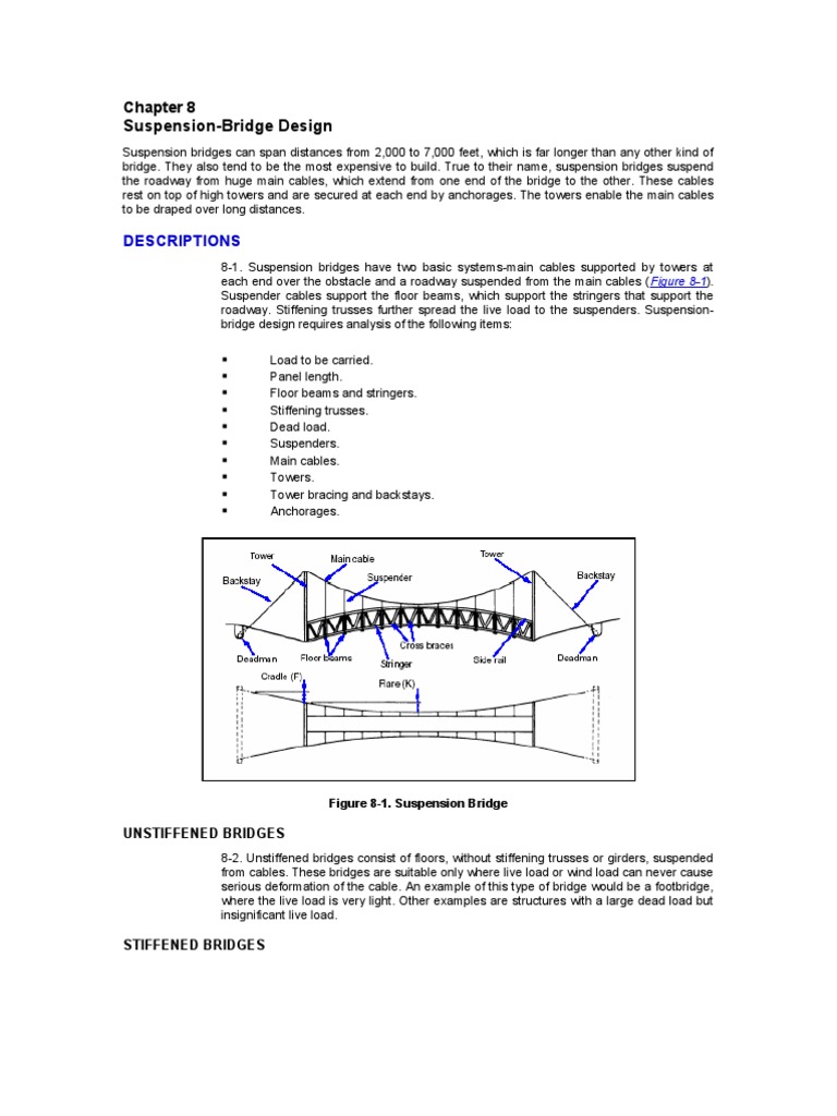 Suspension Bridge Design Principles | PDF | Truss | Bridge