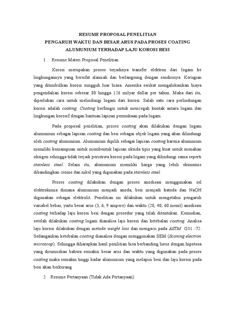 Resume Proposal Penelitian | PDF