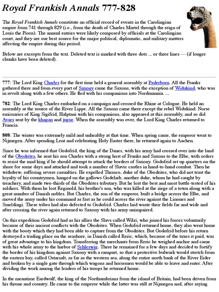 Viking Sources in Translation: Royal Frankish Annals | PDF ...
