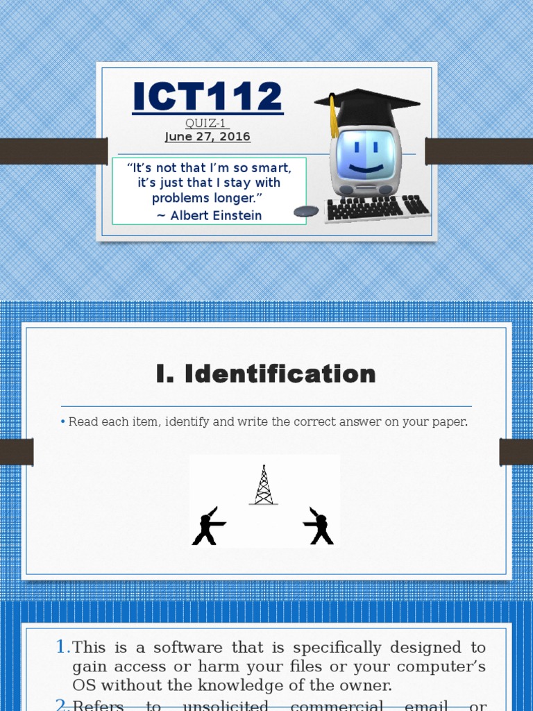 ICT112 Quiz on Cybersecurity Concepts | PDF | Games & Activities ...