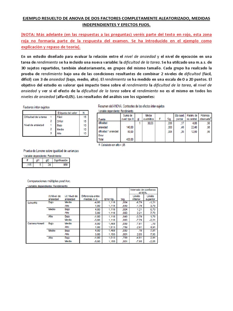Ejemplo ANOVA de Dos Factores PDF | PDF | Tamaño del efecto | Análisis de variación