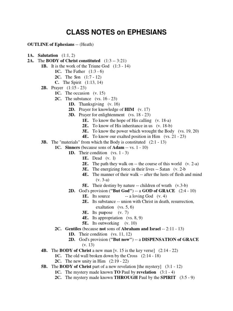 Class Notes On Ephesians | PDF