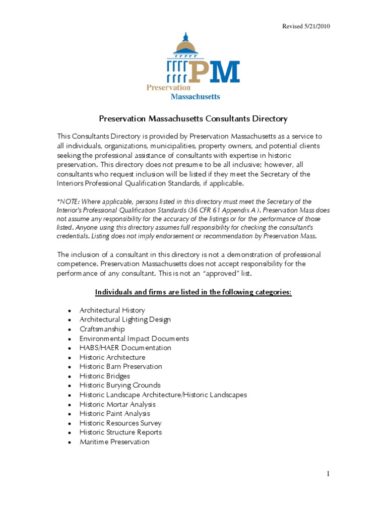 Consultant Directory | PDF | Historic Preservation