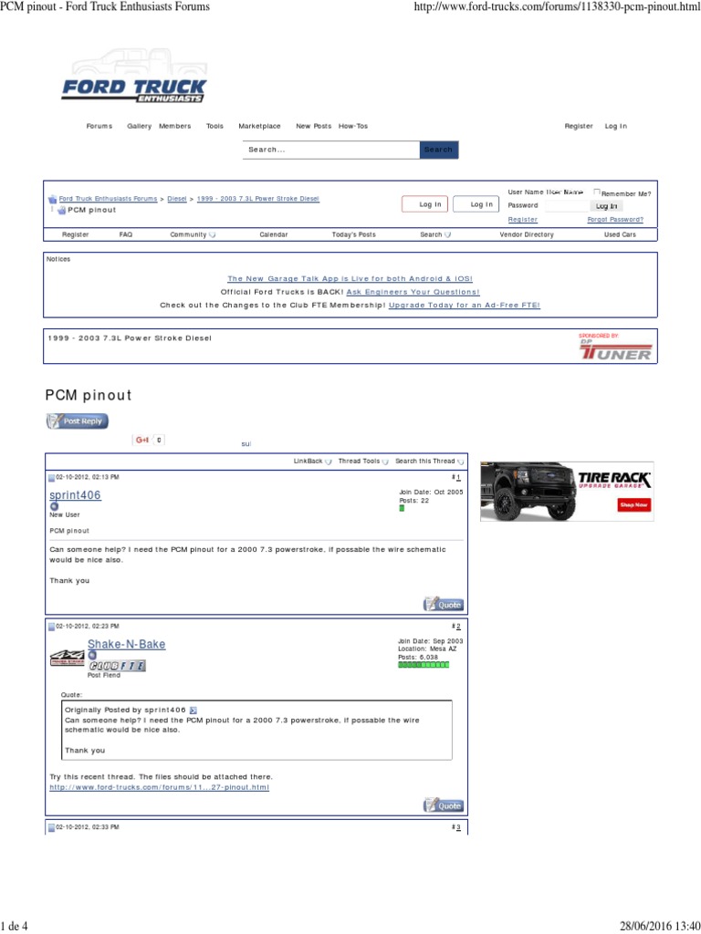PCM Pinout - Ford Truck Enthusiasts Forums | PDF | Internet Forum ...