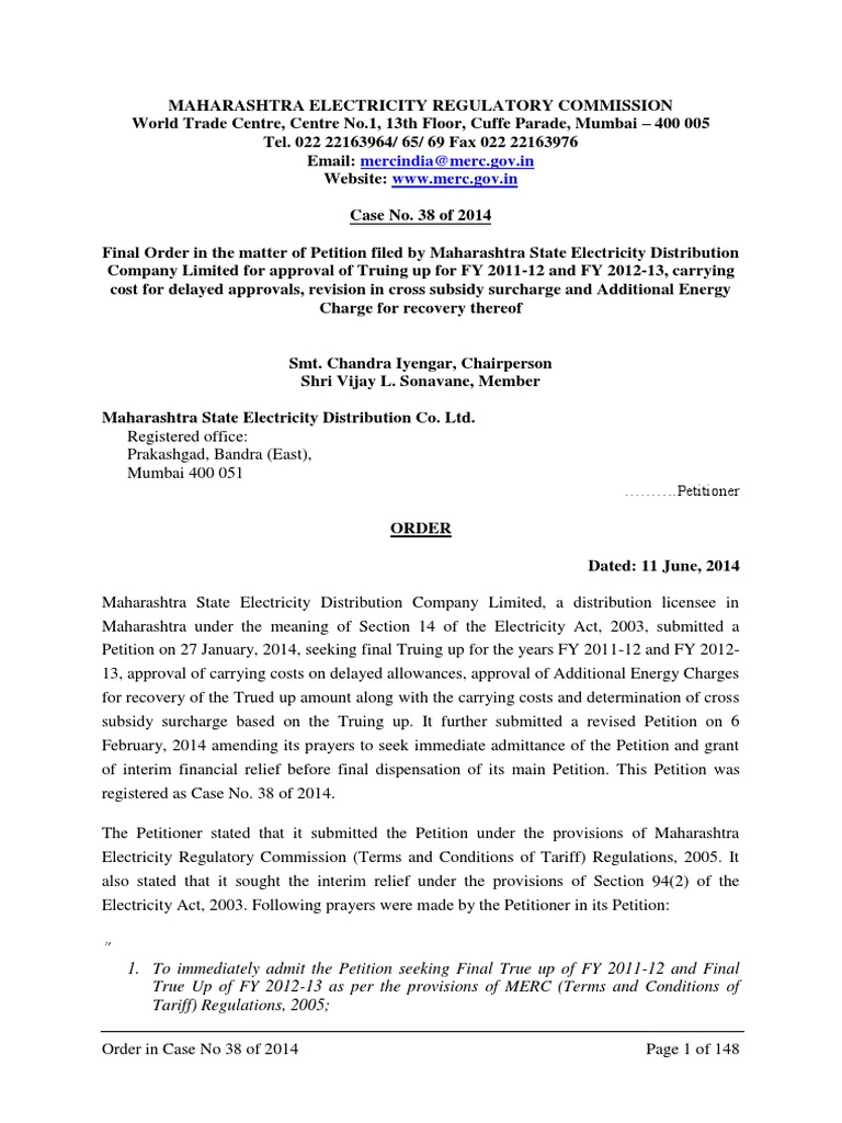 Final Order - Case No 38 of 2014 | PDF | Expense | Revenue