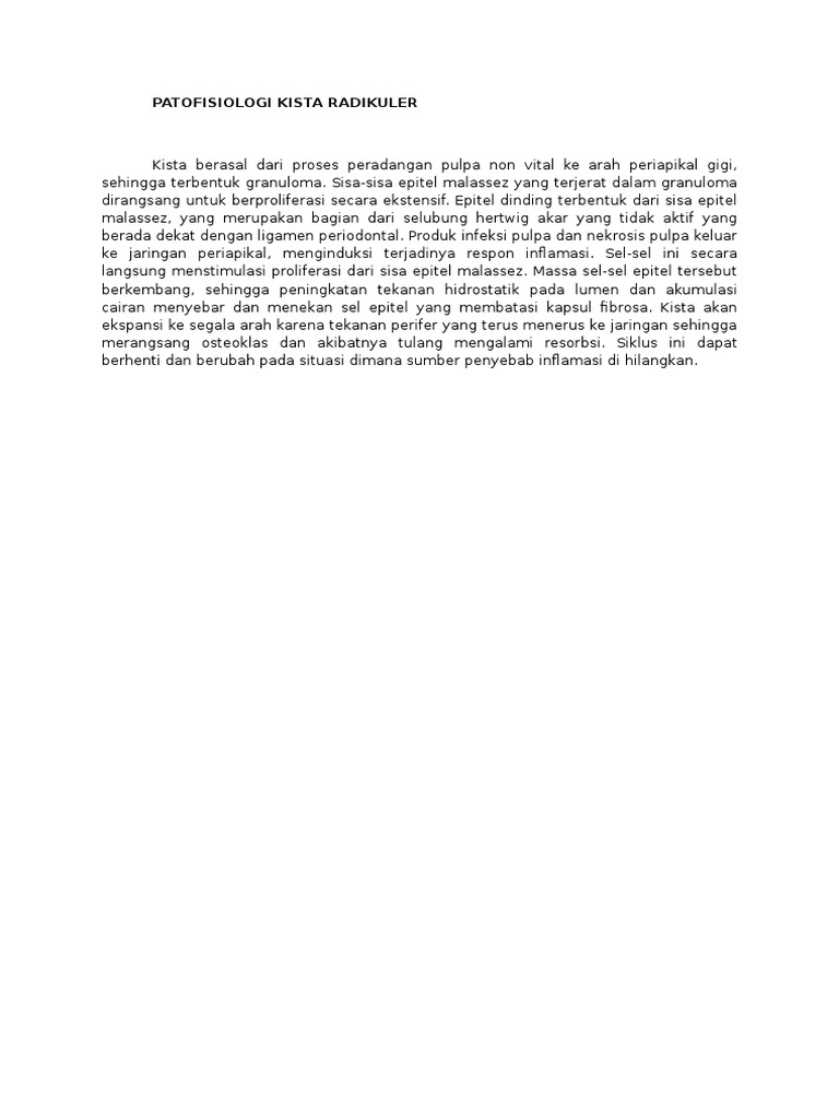 Patofisiologi Kista Radikuler | PDF | Griya & Taman | Sains & Matematika