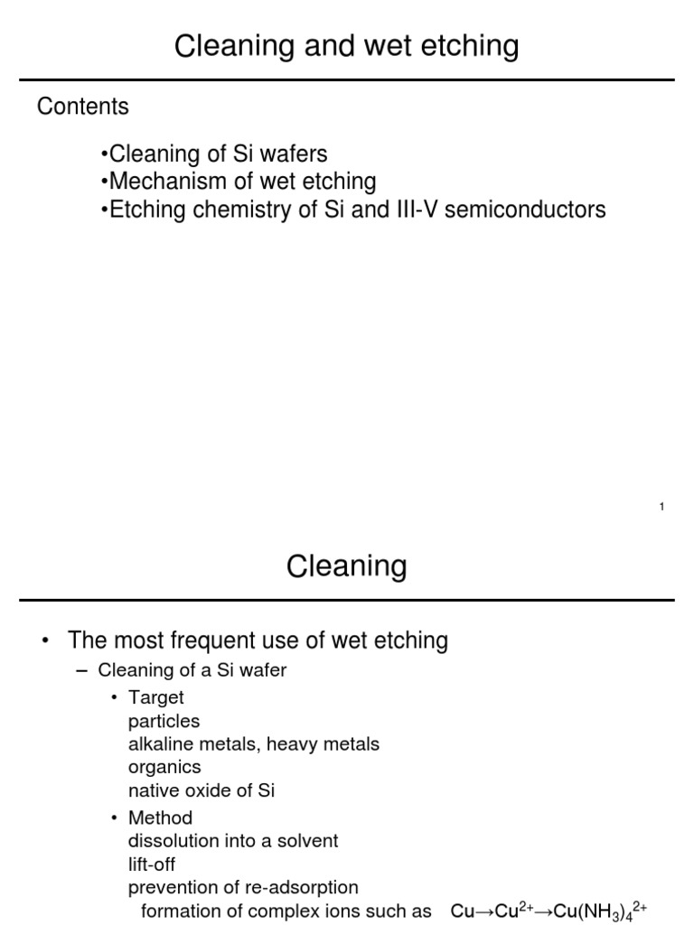 3 Cleaning Wet Etch | PDF | Dissolution (Chemistry) | Redox