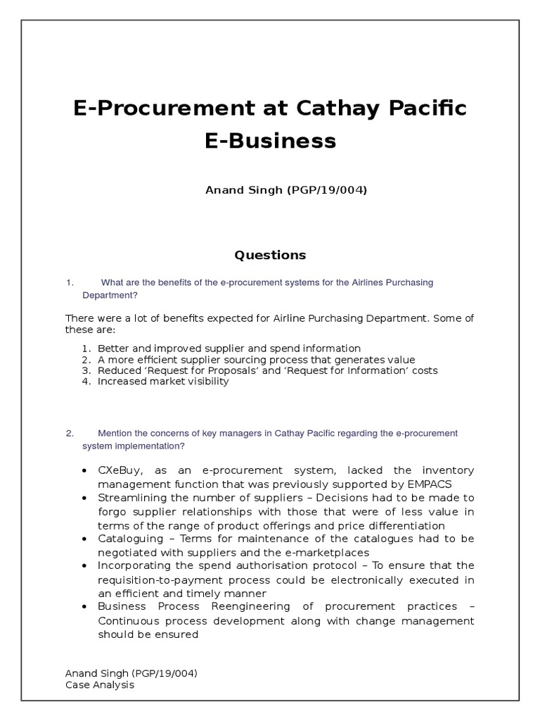 Cathay Pacific CAN Solutions | PDF | Procurement | Supply Chain