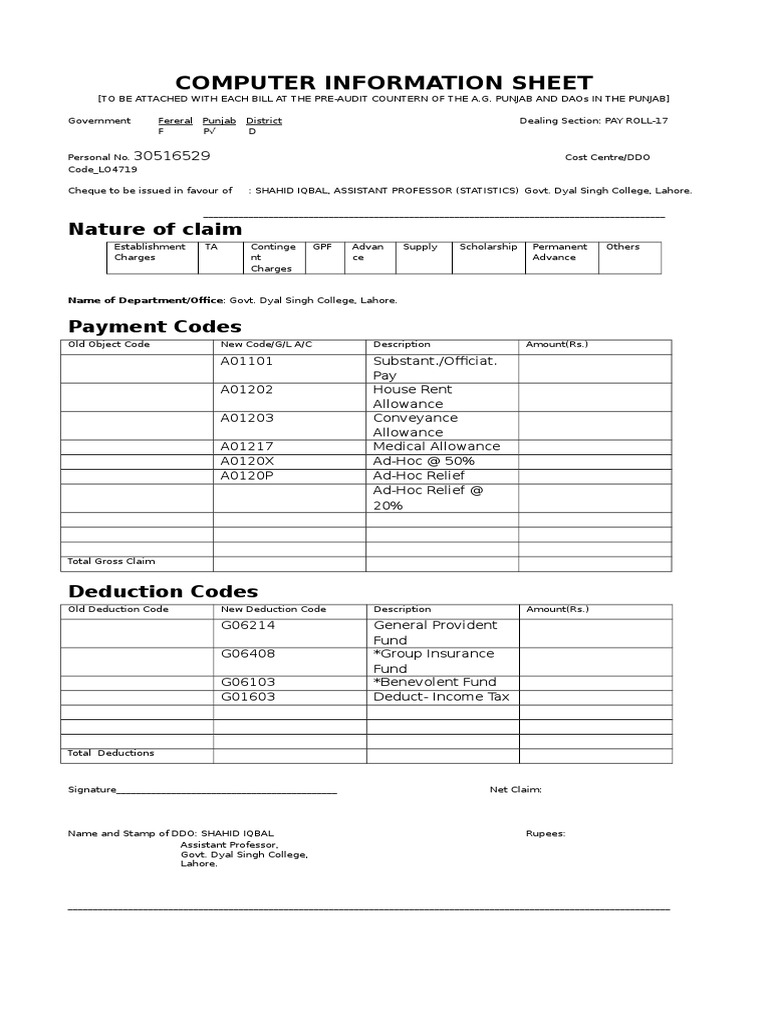 Computer Sheet October I Open | PDF