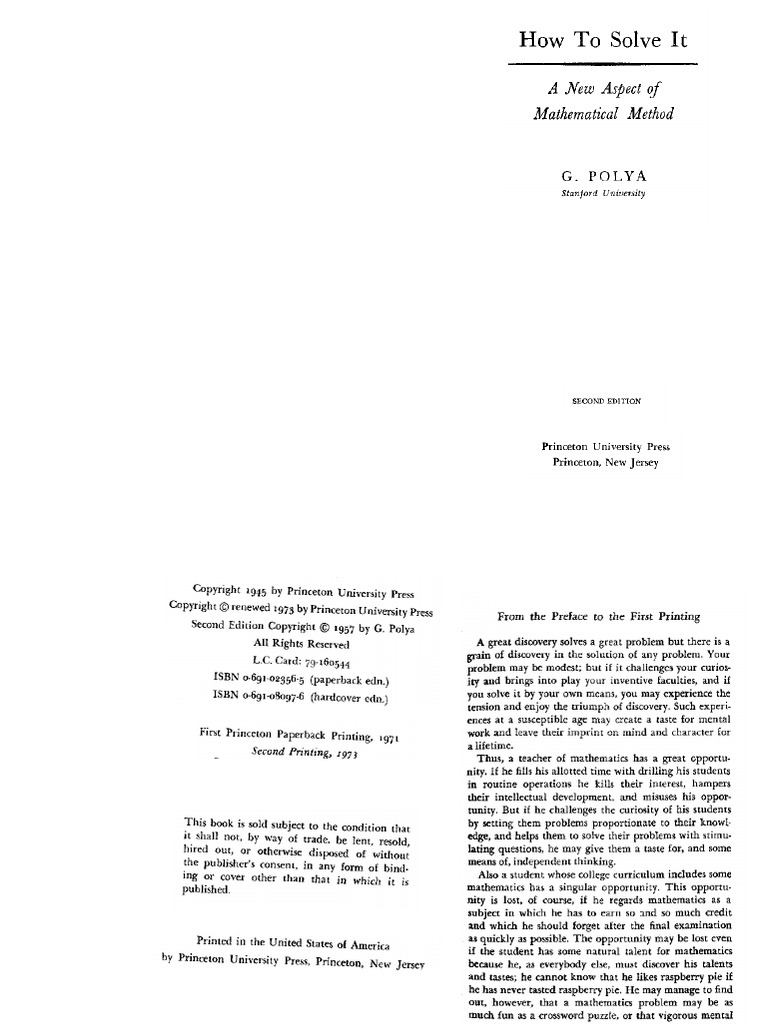 How To Solve It - George Polya PDF | PDF | Teaching Mathematics
