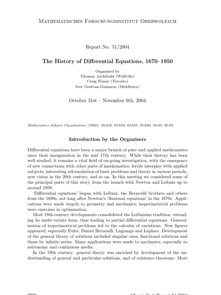The History of Differential Equations, 1670-1950 | PDF | Function ...