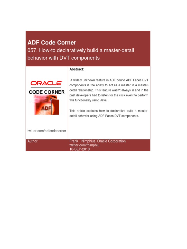 ADF Code Corner: 057. How-To Declaratively Build A Master-Detail ...