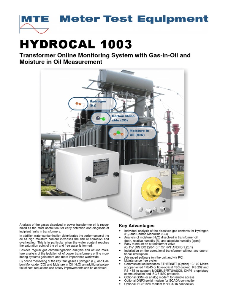 Hydrocal 1003: Transformer Online Monitoring System With Gas-in-Oil and ...