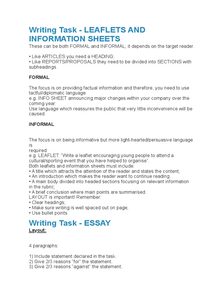 Cae WRITING TASK | PDF