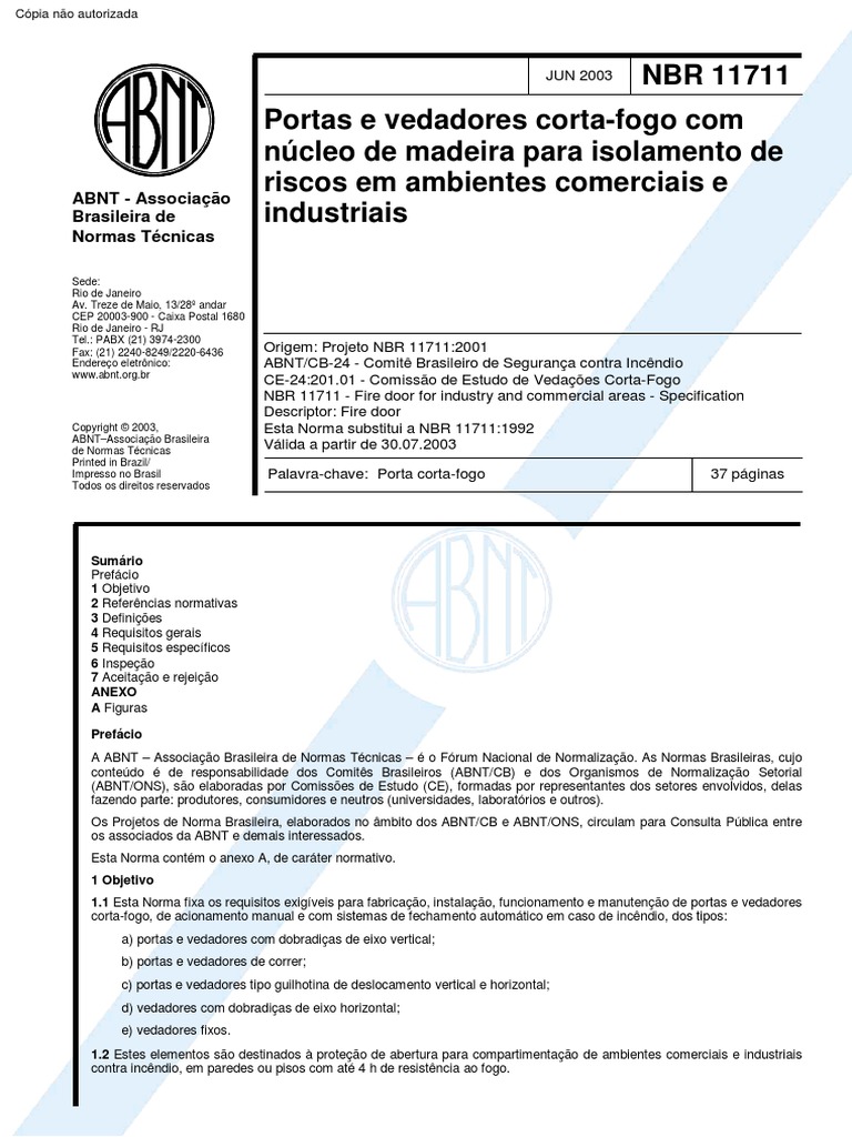 NBR 11711 - 2003 - Portas e Vedadores Corta-Fogo Com Núcleo de Madeira ...