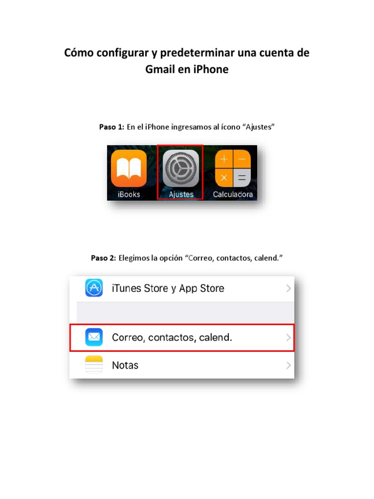 Cómo Configurar y Predeterminar Una Cuenta de Gmail en Iphone | PDF