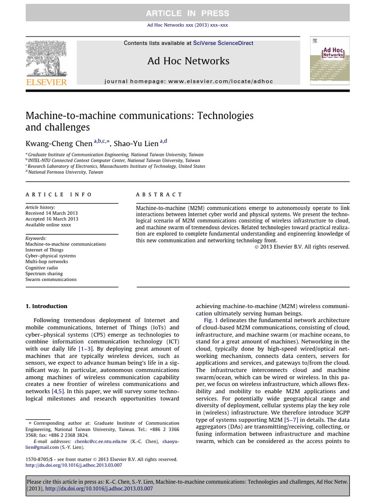 M2M Communications: Technologies & Challenges | PDF | Wireless Ad Hoc ...