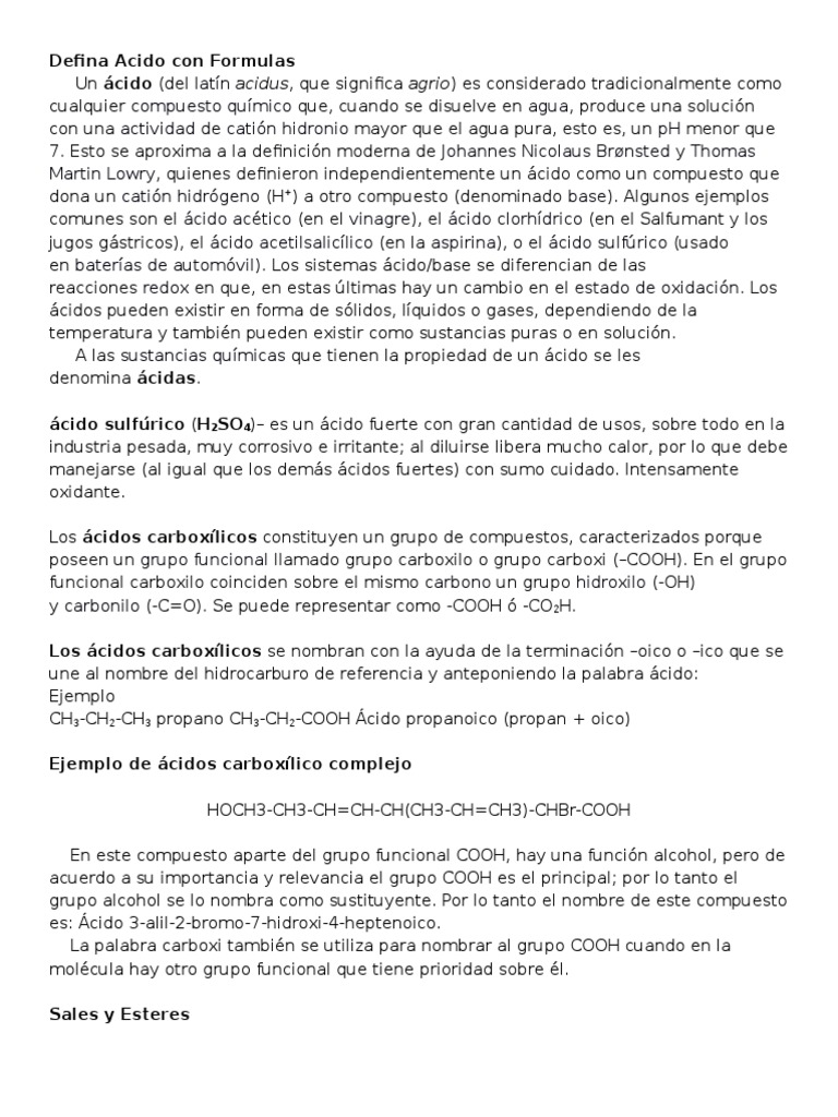 Acidos Con Formulas | PDF | Ácido carboxílico | Amina