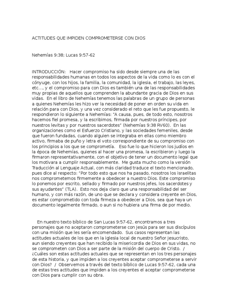 Actitudes Que Impiden Comprometerse Con Dios | PDF | Reinado y reino de ...