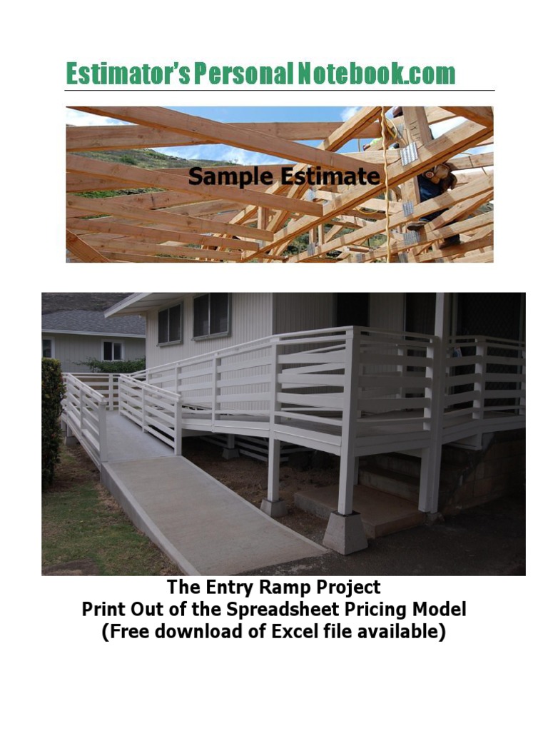 The Entry Ramp Project Print Out of The Spreadsheet Pricing Model (Free ...