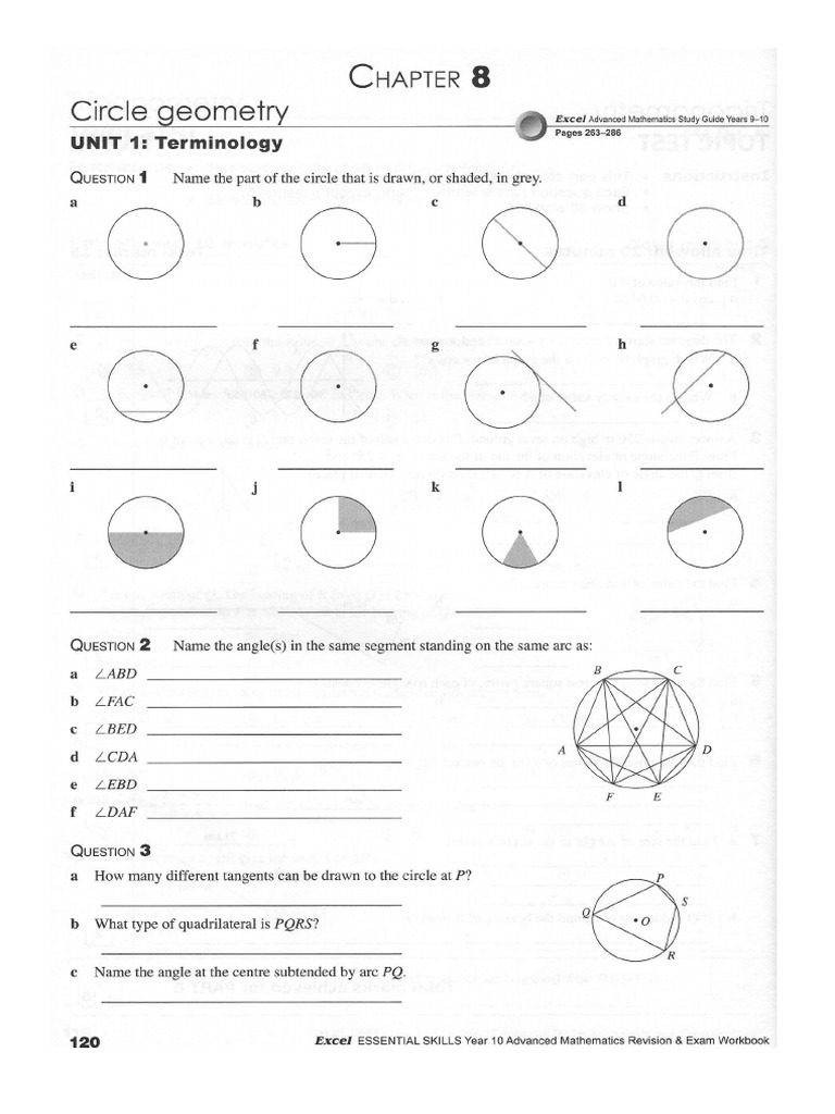 Circle Geometry Worksheets | PDF