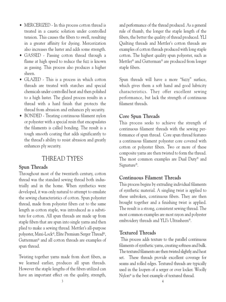 Thread Types: Core Spun Threads | Download Free PDF | Yarn | Fibers
