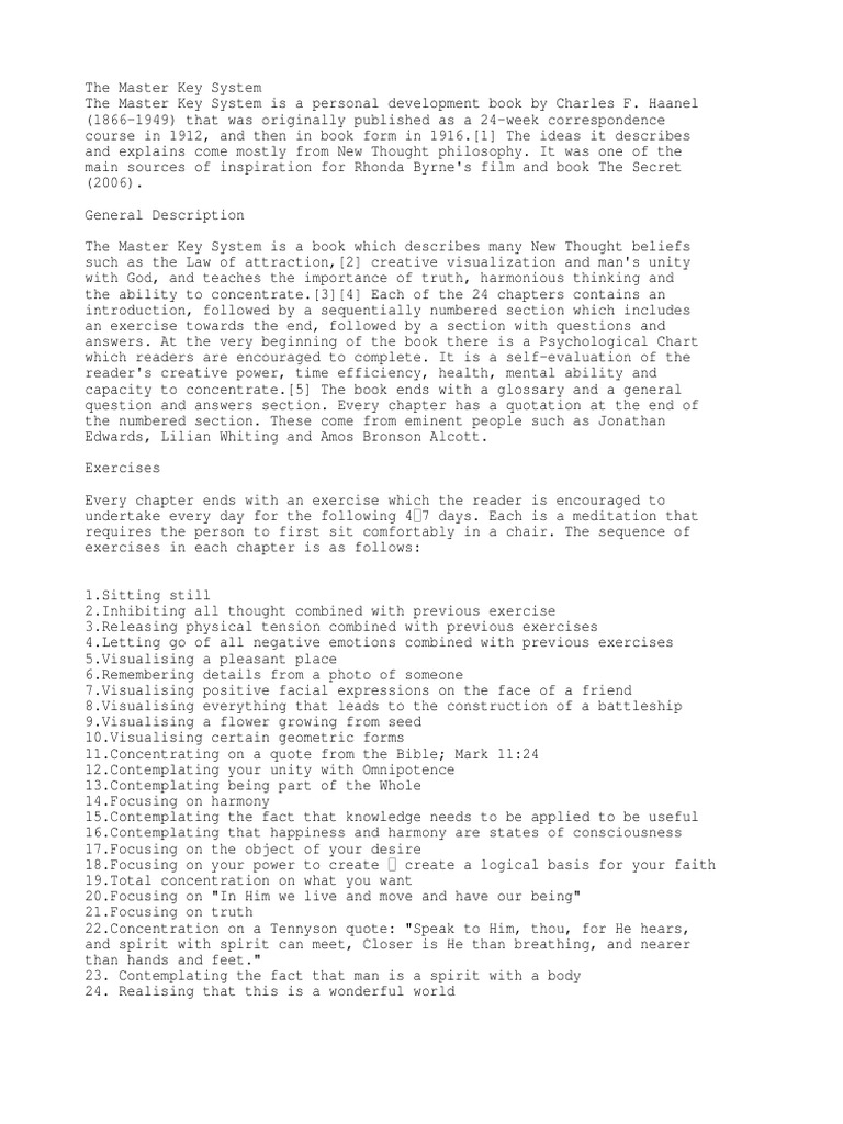 Master Key System | PDF | Psychological Concepts | Science