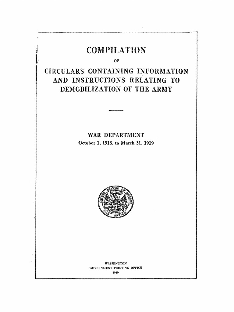 Army Demobilization Circulars 1918-1919 | PDF | United States ...