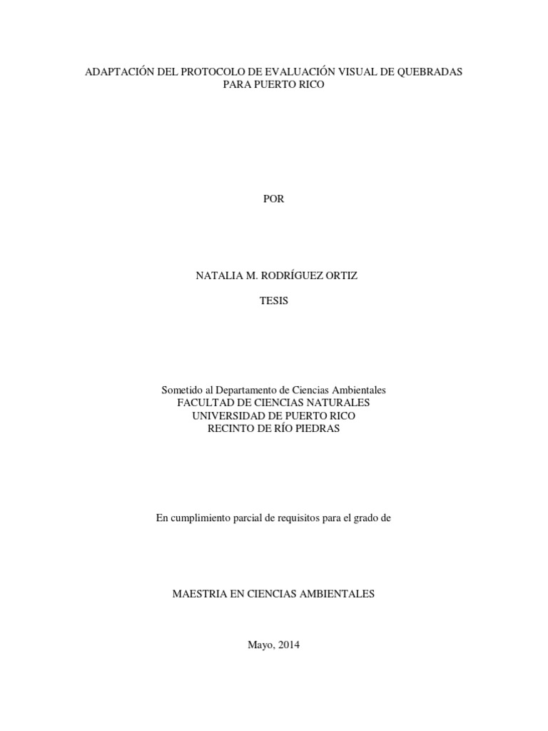 Adaptacion Del Protocolo de Evaluacion Visual de Quebradas para Puerto Rico by Natalia M ...
