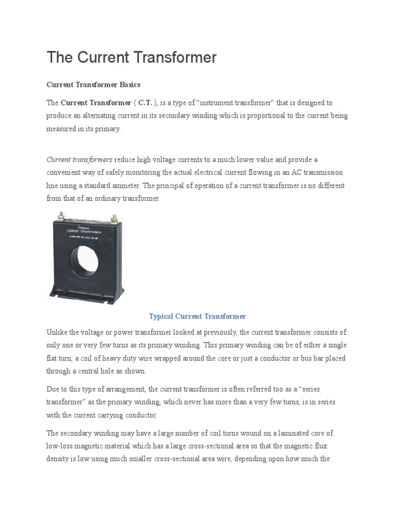 The Current Transformer | PDF | Transformer | Electric Current