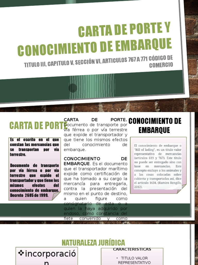Carta de Porte y Conocimiento de Embarque | PDF | Guía de carga | Gobierno
