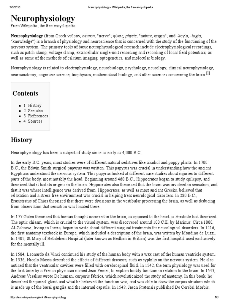 Neurophysiology: From Wikipedia, The Free Encyclopedia | PDF