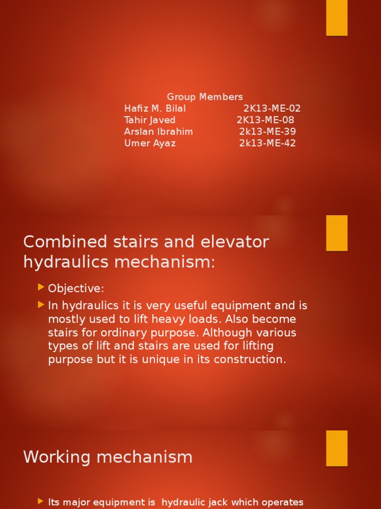 Combined Stairs and Elevator Hydraulics Mechanism (2951) | PDF