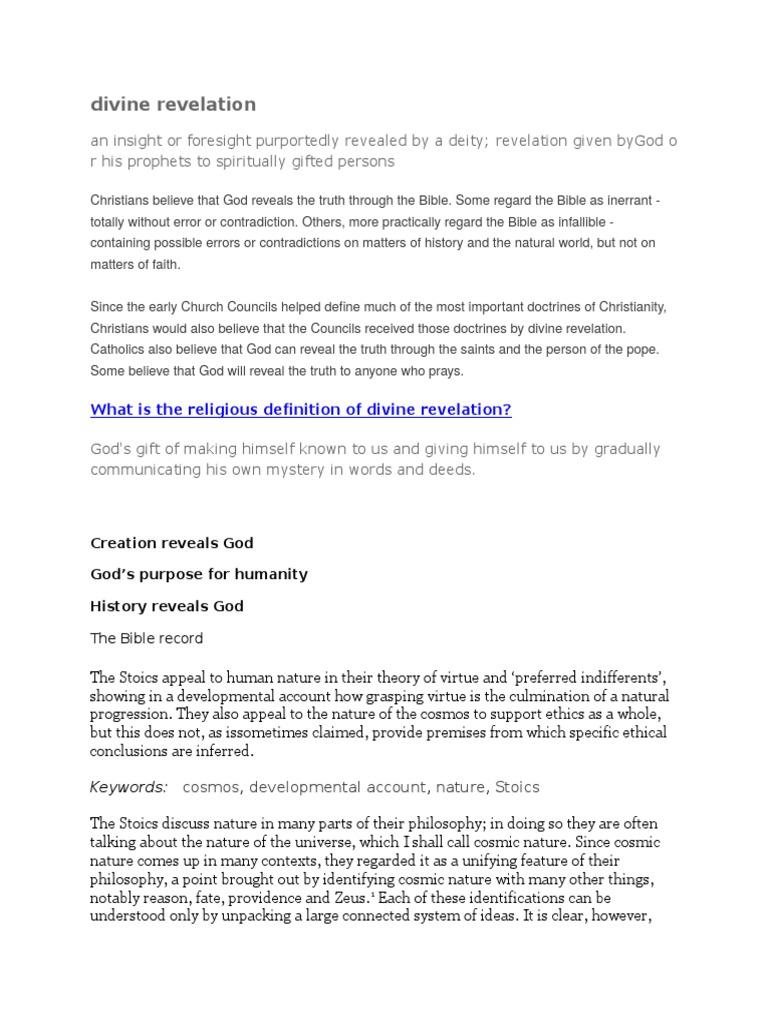 Divine Revelation: What Is The Religious Definition of Divine ...
