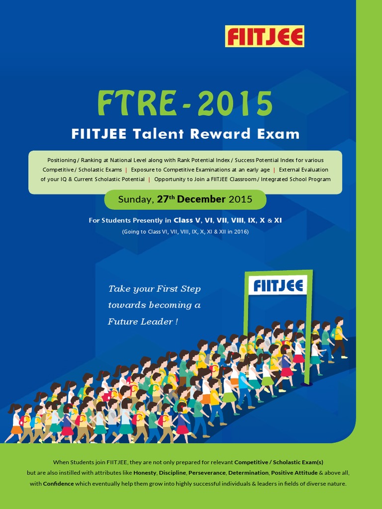 FTRE - 2015: FIITJEE Talent Reward Exam | PDF