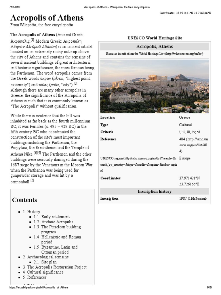 Acropolis of Athens | PDF | Ancient Greece