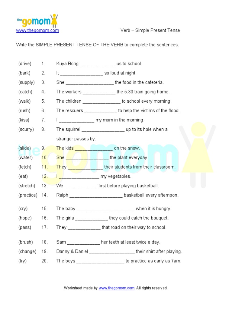 Simple Present Tense Worksheet | PDF | Language Arts & Discipline ...