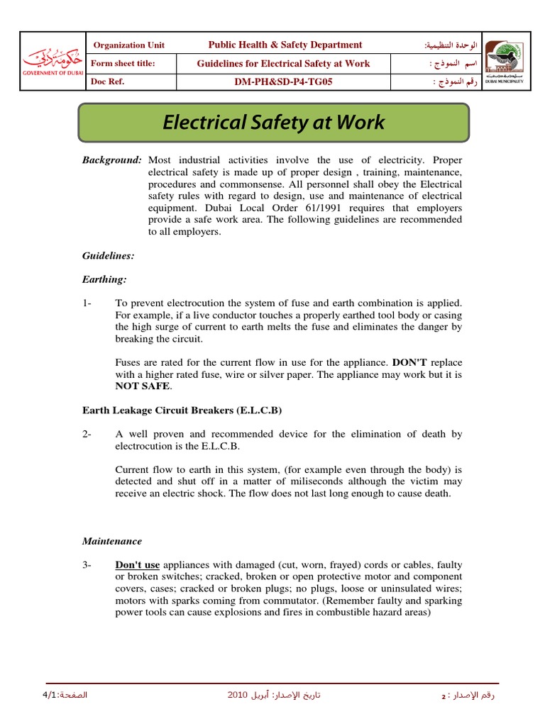 DM Guidelines For Electrical Safety PDF | PDF | Electrical Connector ...