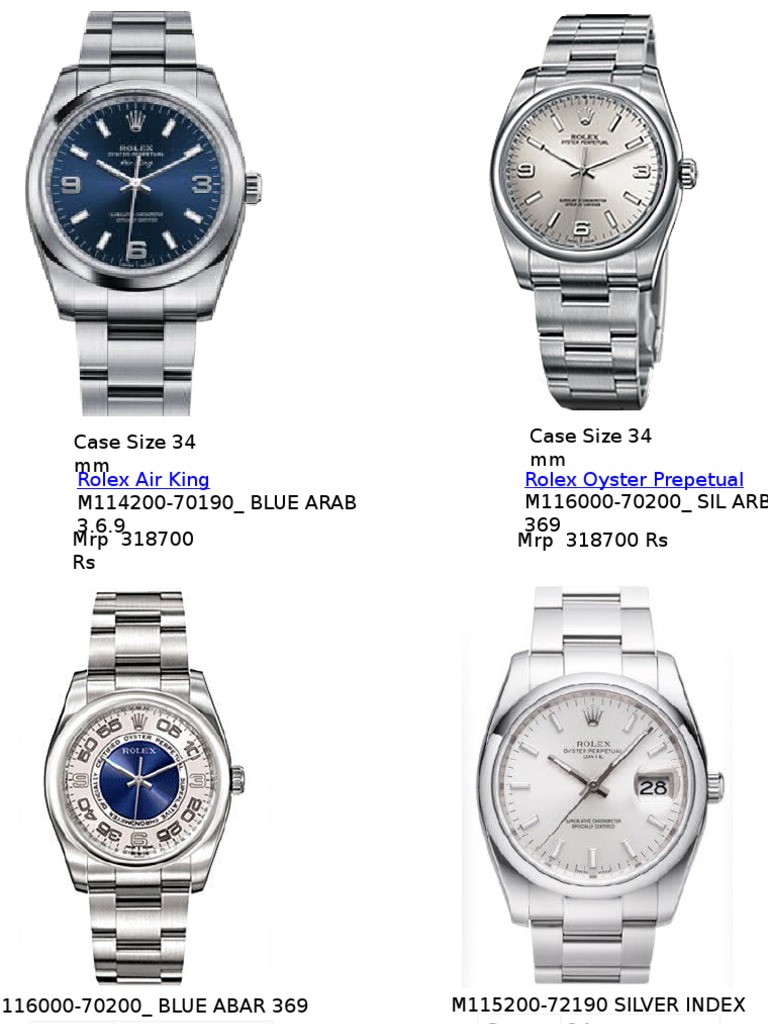 Rolex Watch Collection Specifications and Pricing | PDF