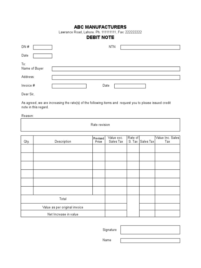 4.debit Note Supplier | PDF | Invoice | Market (Economics)