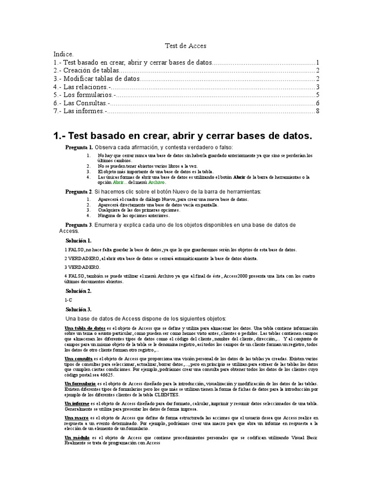 Test Access | PDF | Tabla (base de datos) | Bases de datos