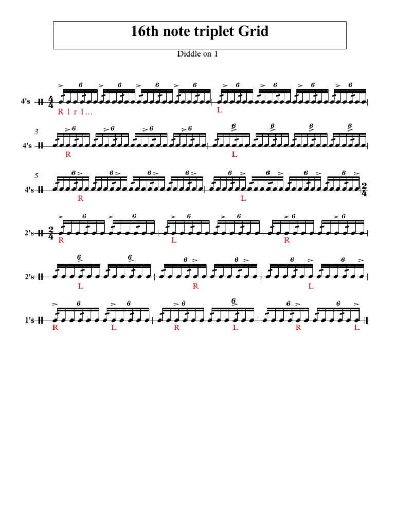16th Note Triplet Grid-Diddle On 1 | PDF