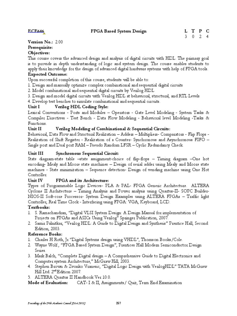 Eee646 Fpga Based System Design Ela 200 Ac29 Pdf Field Programmable Gate Array Hardware