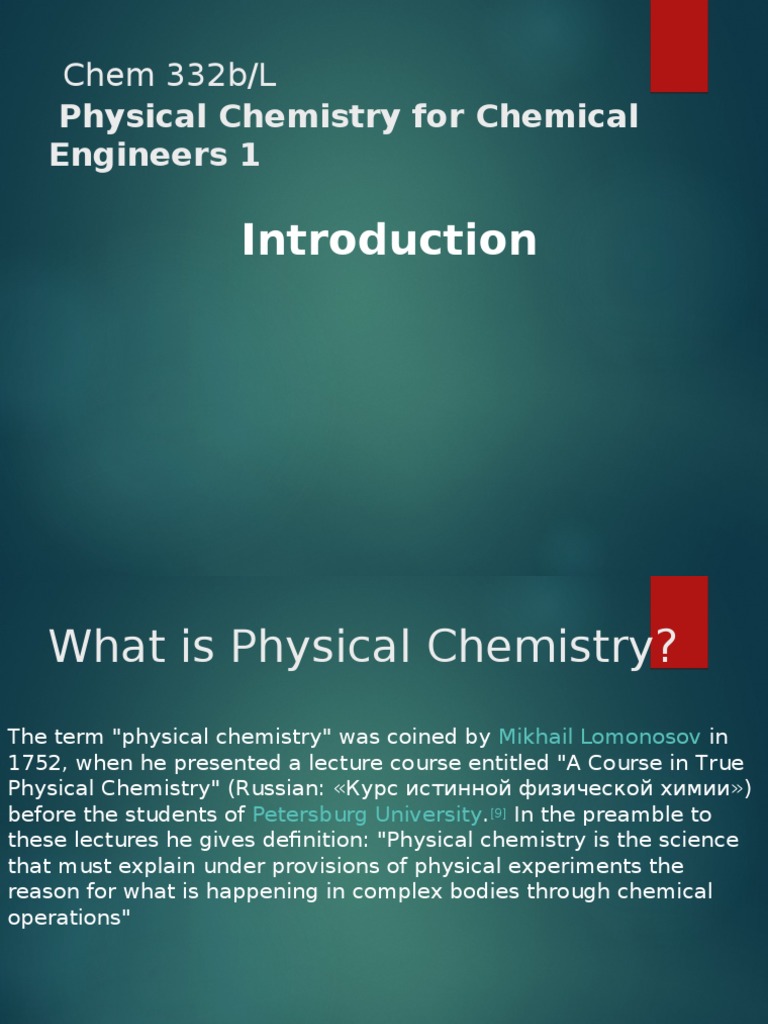 Chem 332b/L Physical Chemistry For Chemical: Engineers 1 | PDF ...