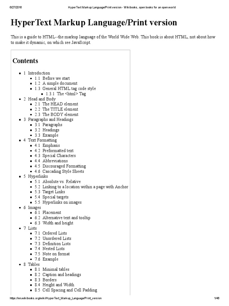 HyperText Markup Language | PDF | Hyperlink | Html