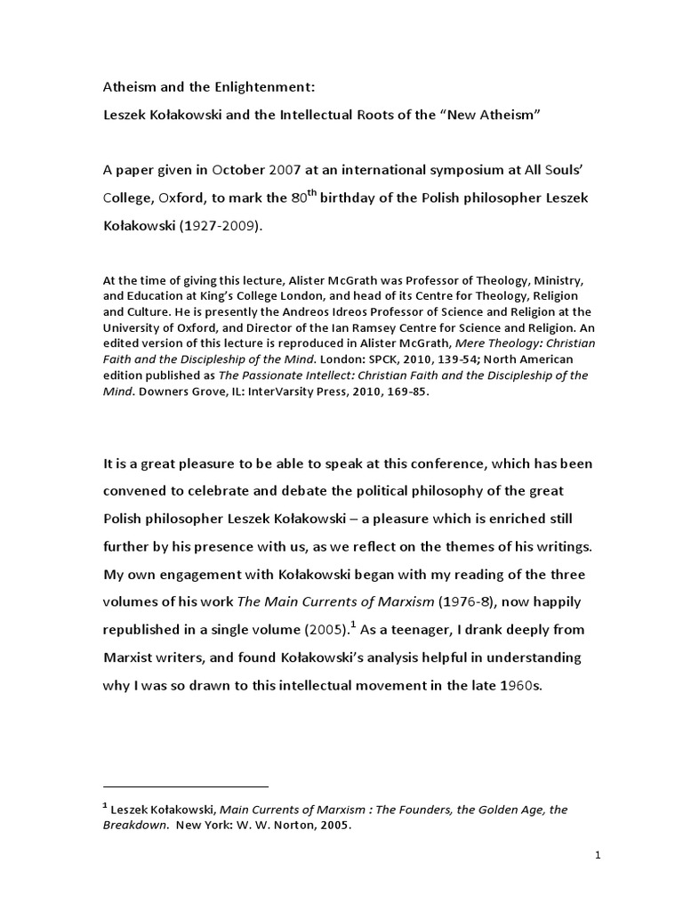 Enlightenment Roots of New Atheism | PDF | Age Of Enlightenment | Atheism