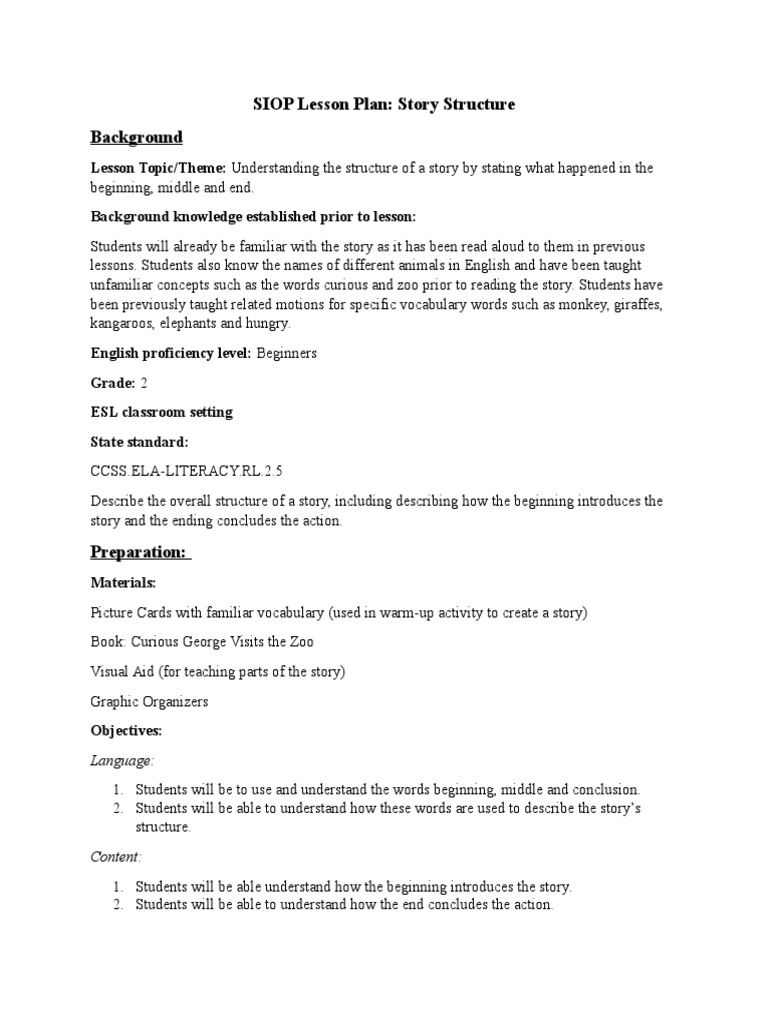Siop Lesson Plan | PDF | Lesson Plan | Vocabulary